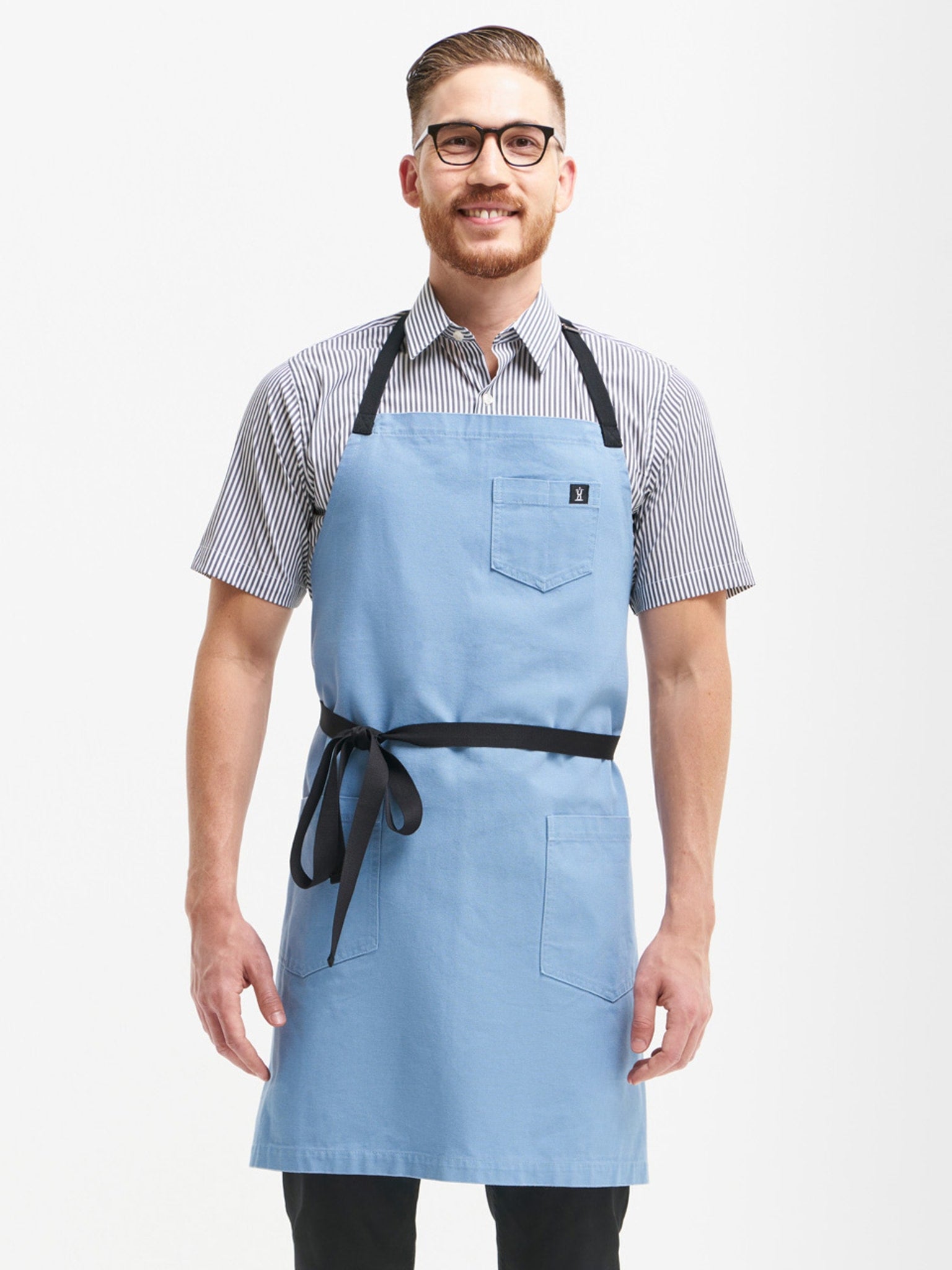 Aura Bib Apron - Blue Grey Canvas – ICO Uniforms Avendra