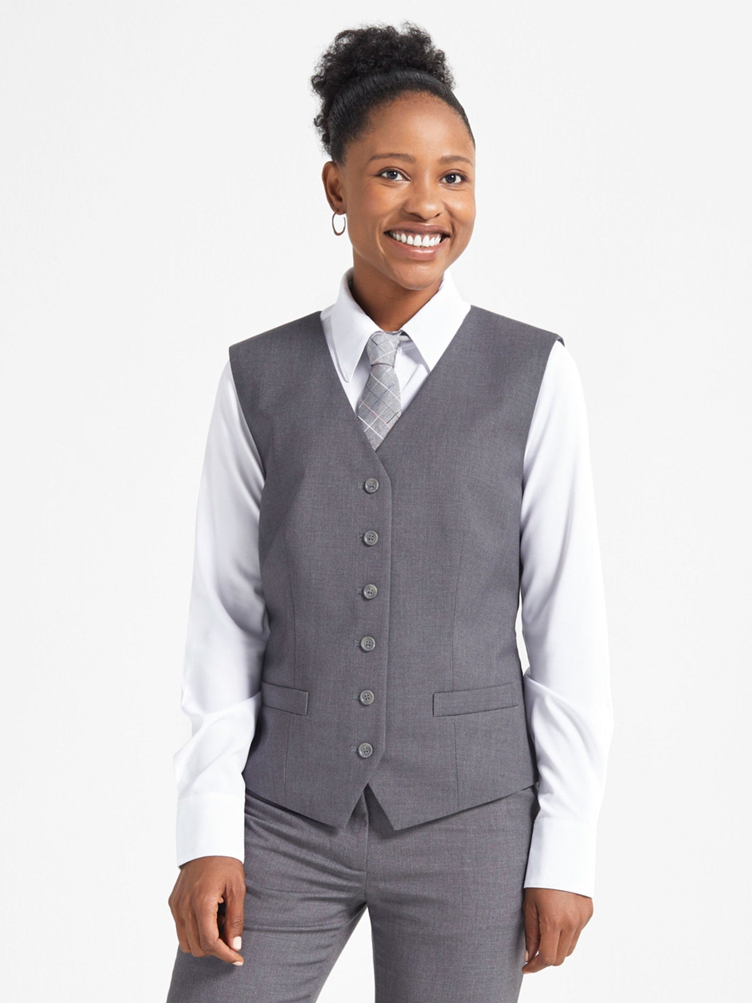 6 Button Vest - Empire Grey – ICO Uniforms Avendra
