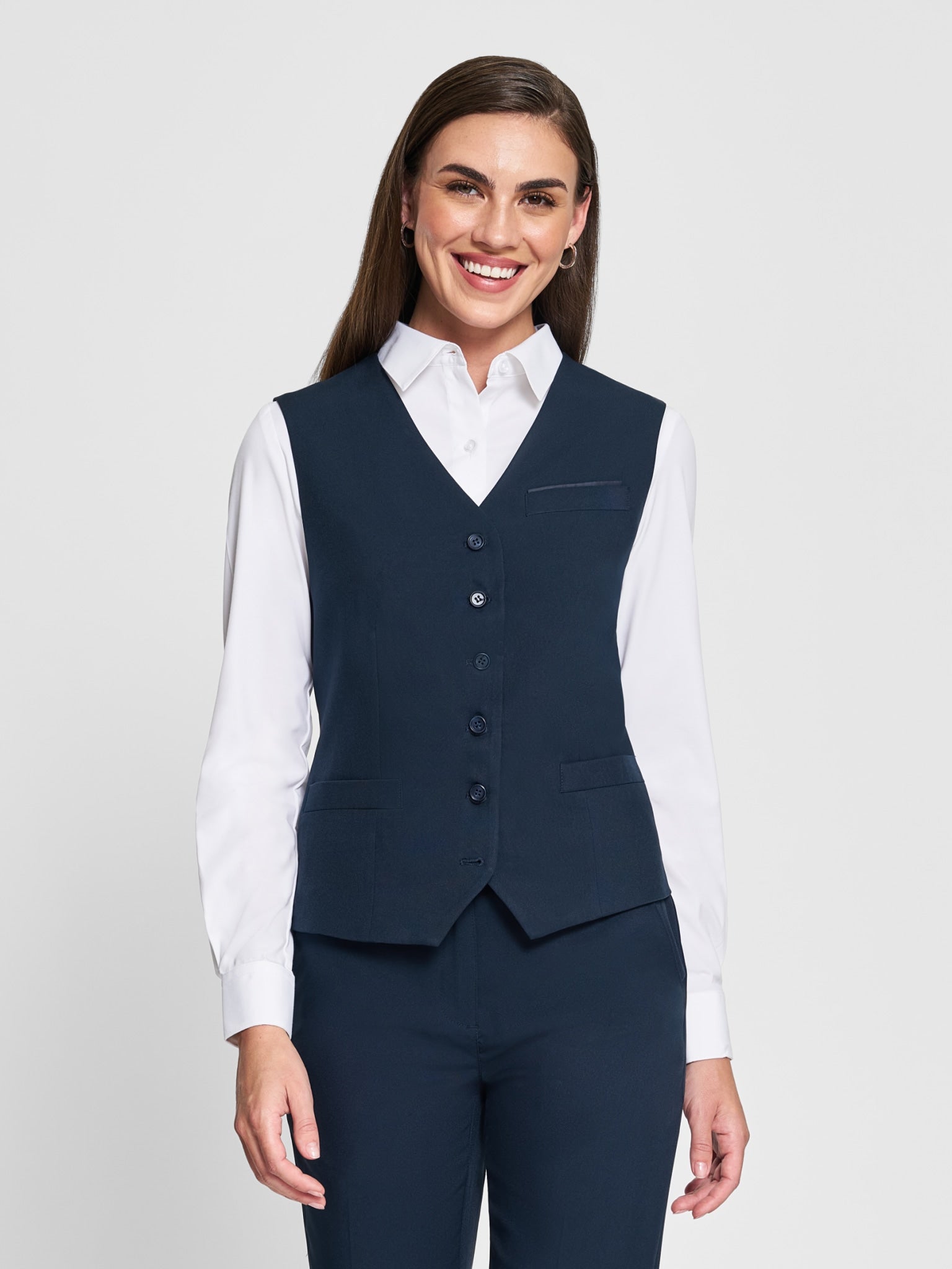 Ladies' 6-Button Vest - Navy – ICO Uniforms Avendra